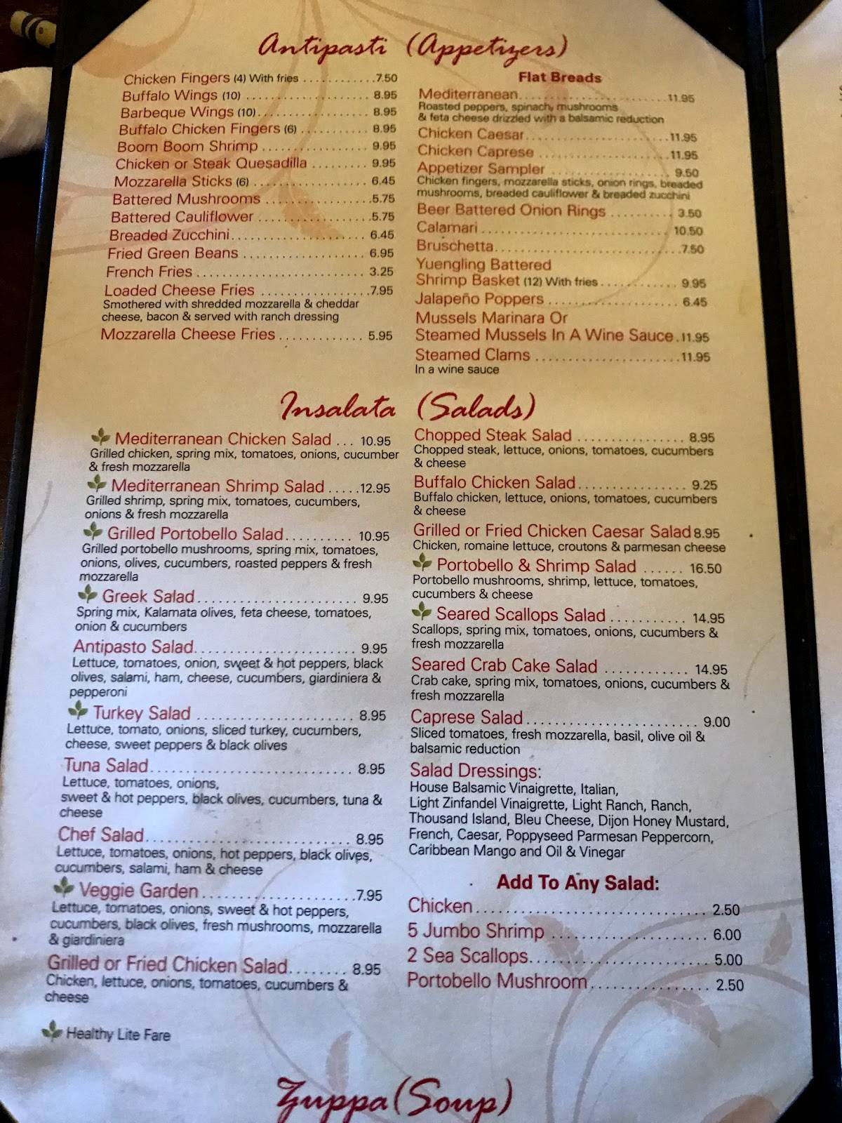 Menu at Fabio's Restaurant, Grantville