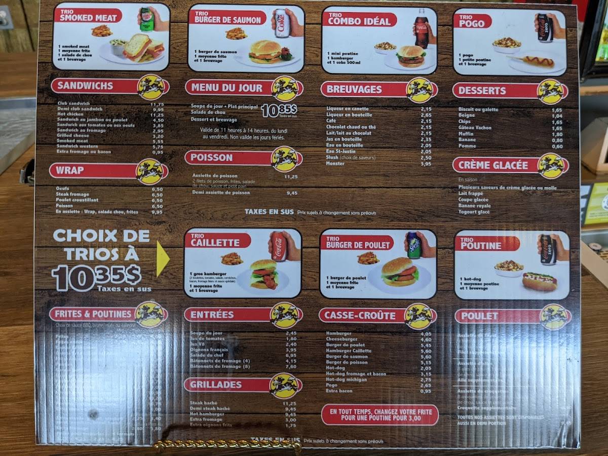 Menu au Restaurant La Caillette, Maskinongé
