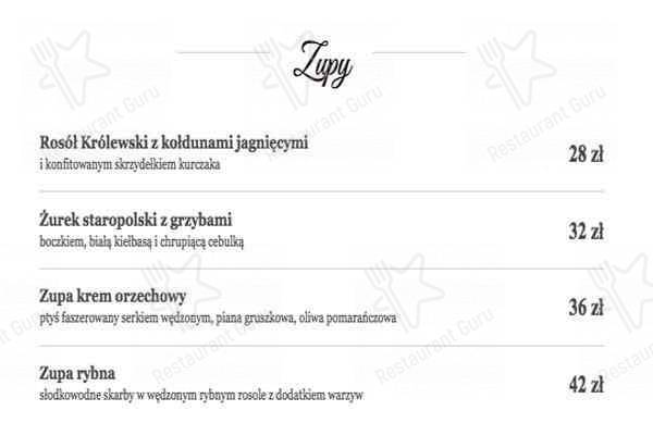 Menu at Pod Gigantami restaurant, Warsaw
