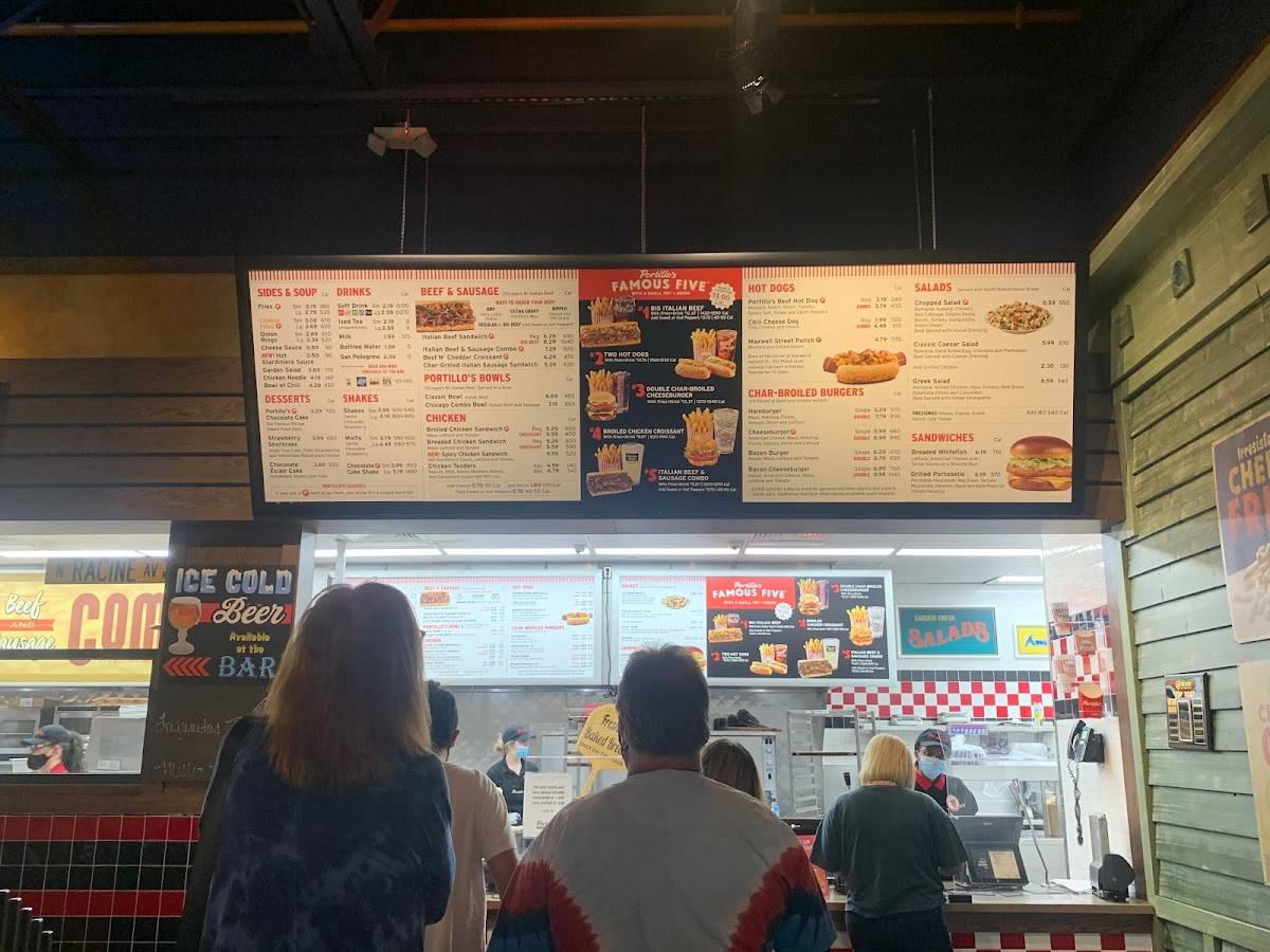 Menu at Portillo's Mishawaka restaurant, Mishawaka