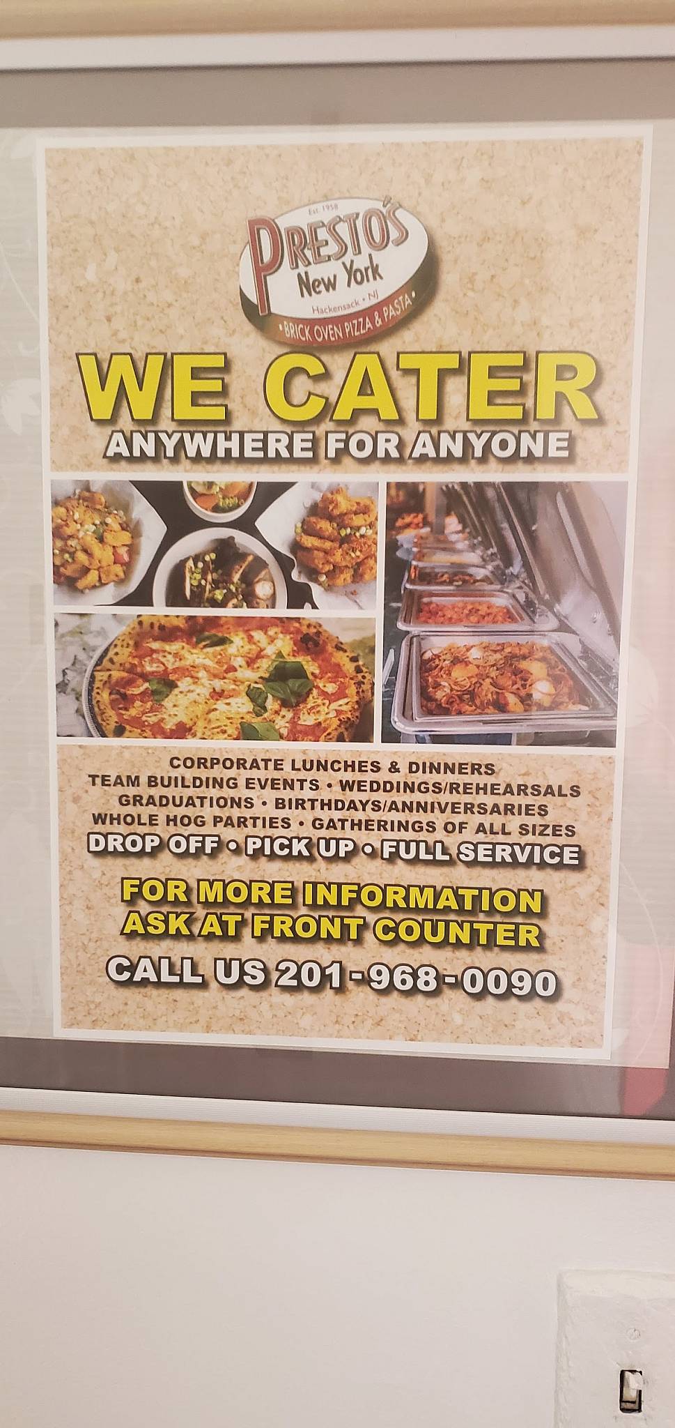 Menu at Prestos Pizza pizzeria, Hackensack
