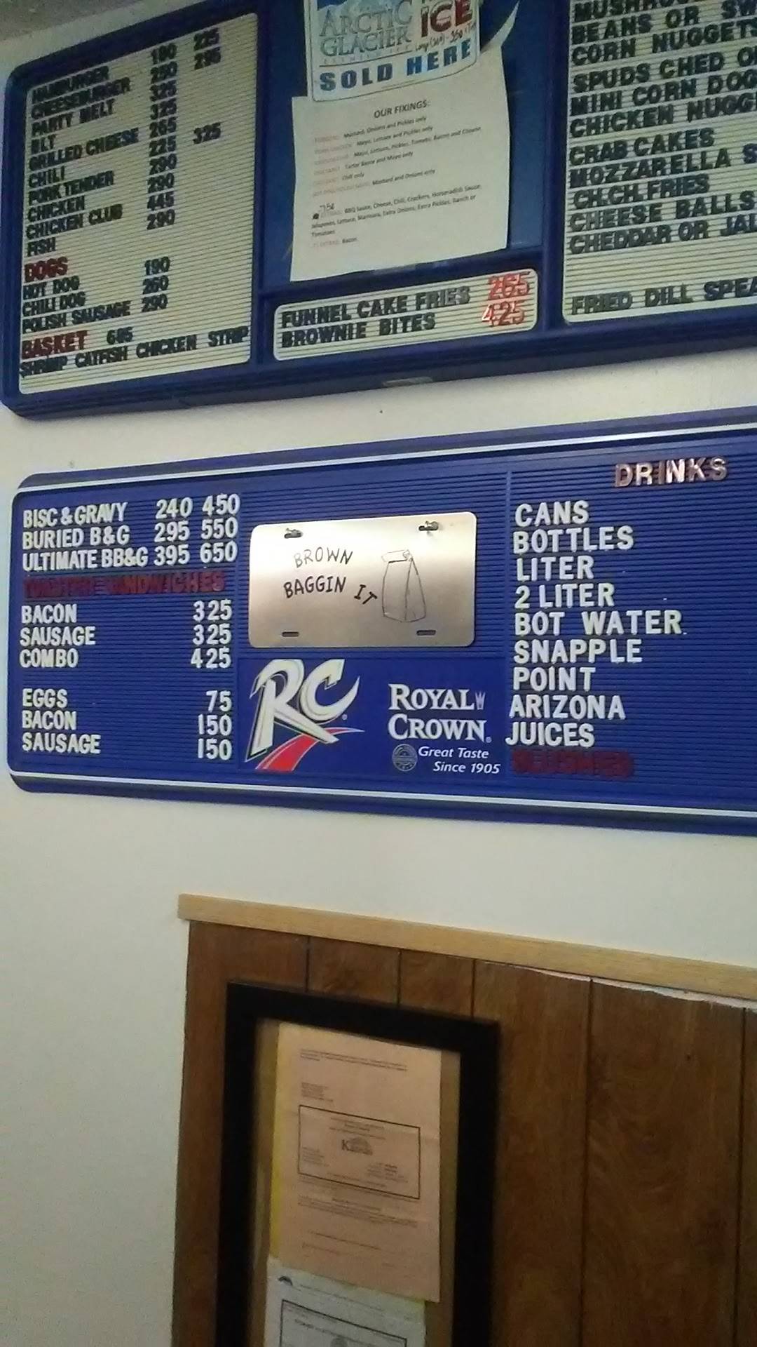 Menu at Prize Package restaurant, Topeka