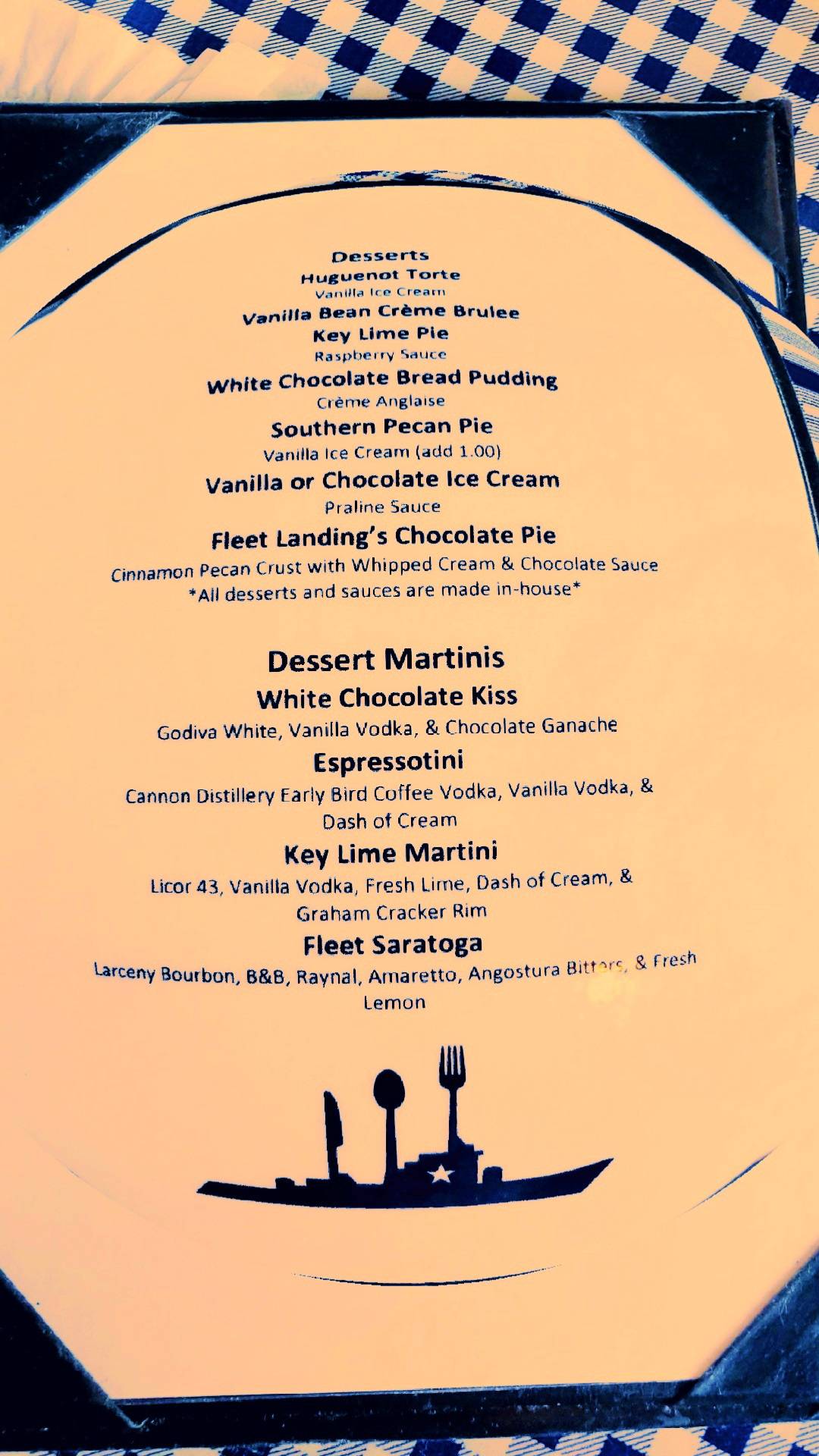 Menu at Fleet Landing Restaurant & Bar, Charleston