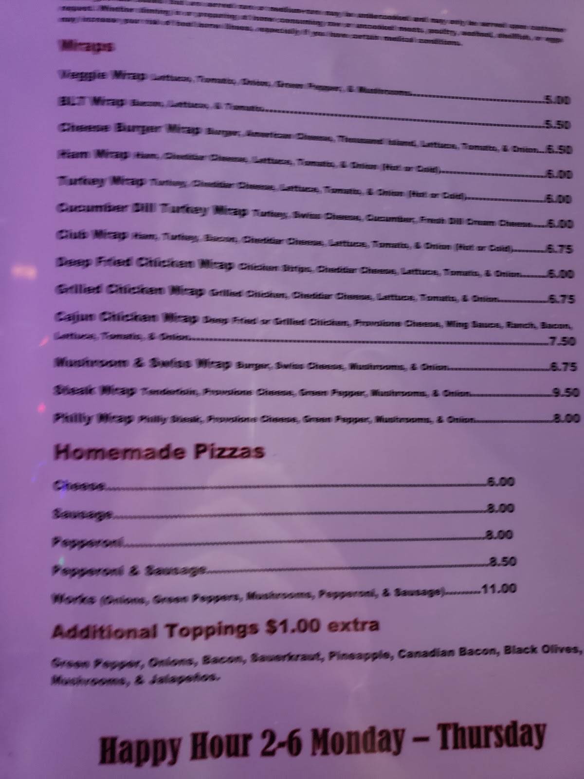 Menu at Kountry Bar, Appleton, N3095 County Rd A