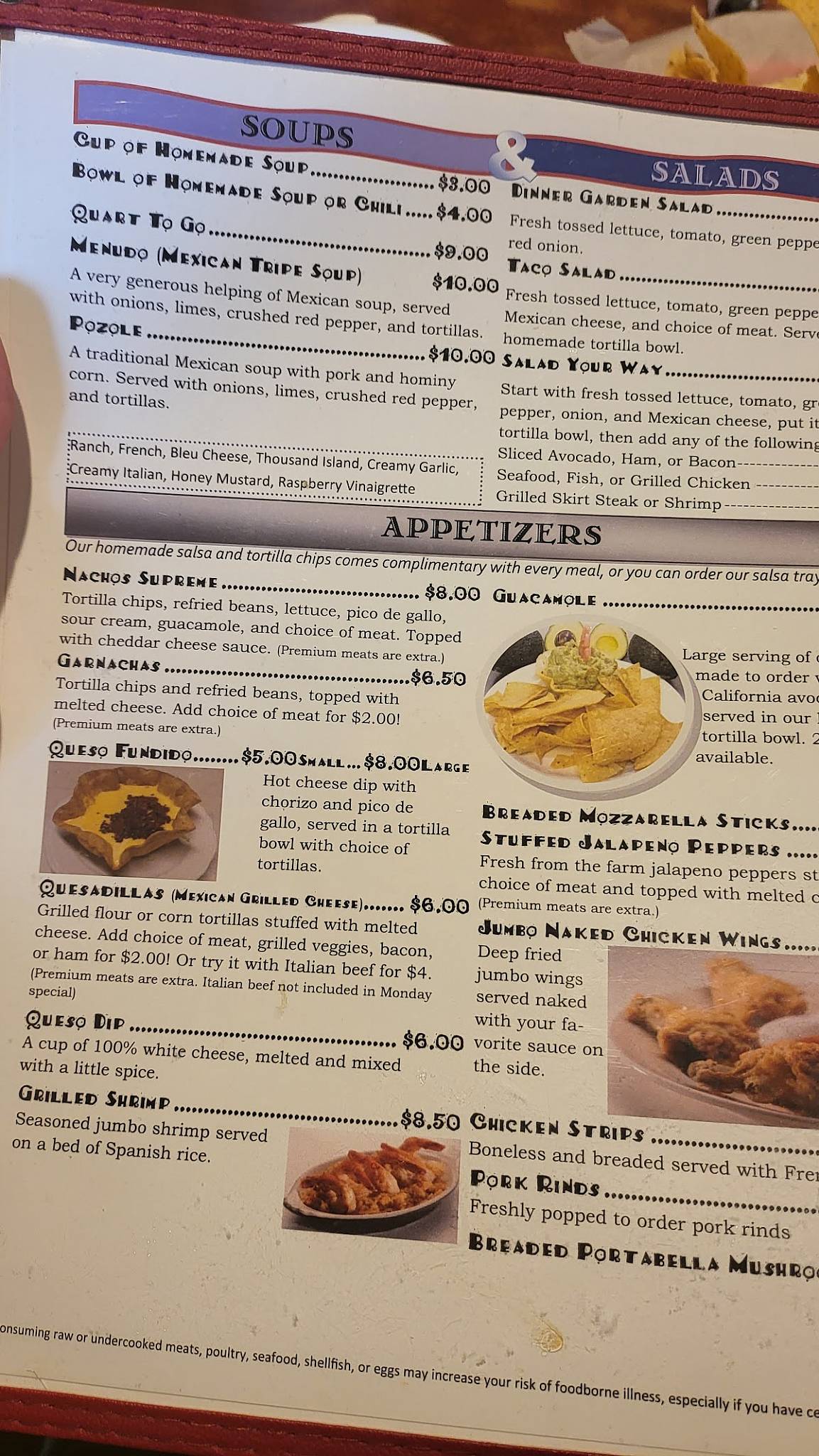 Menu at Leroy's "Hot Stuff" pub & bar, Porter