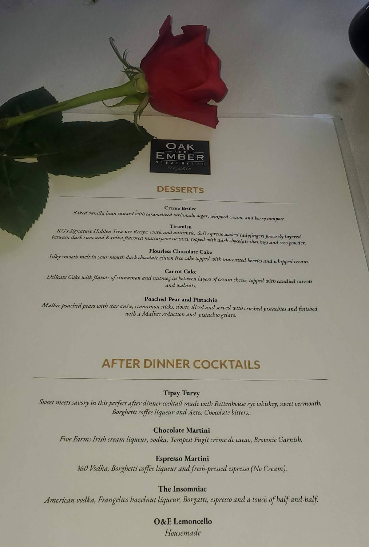 Menu at Oak And Ember Steakhouse, Port St. Lucie