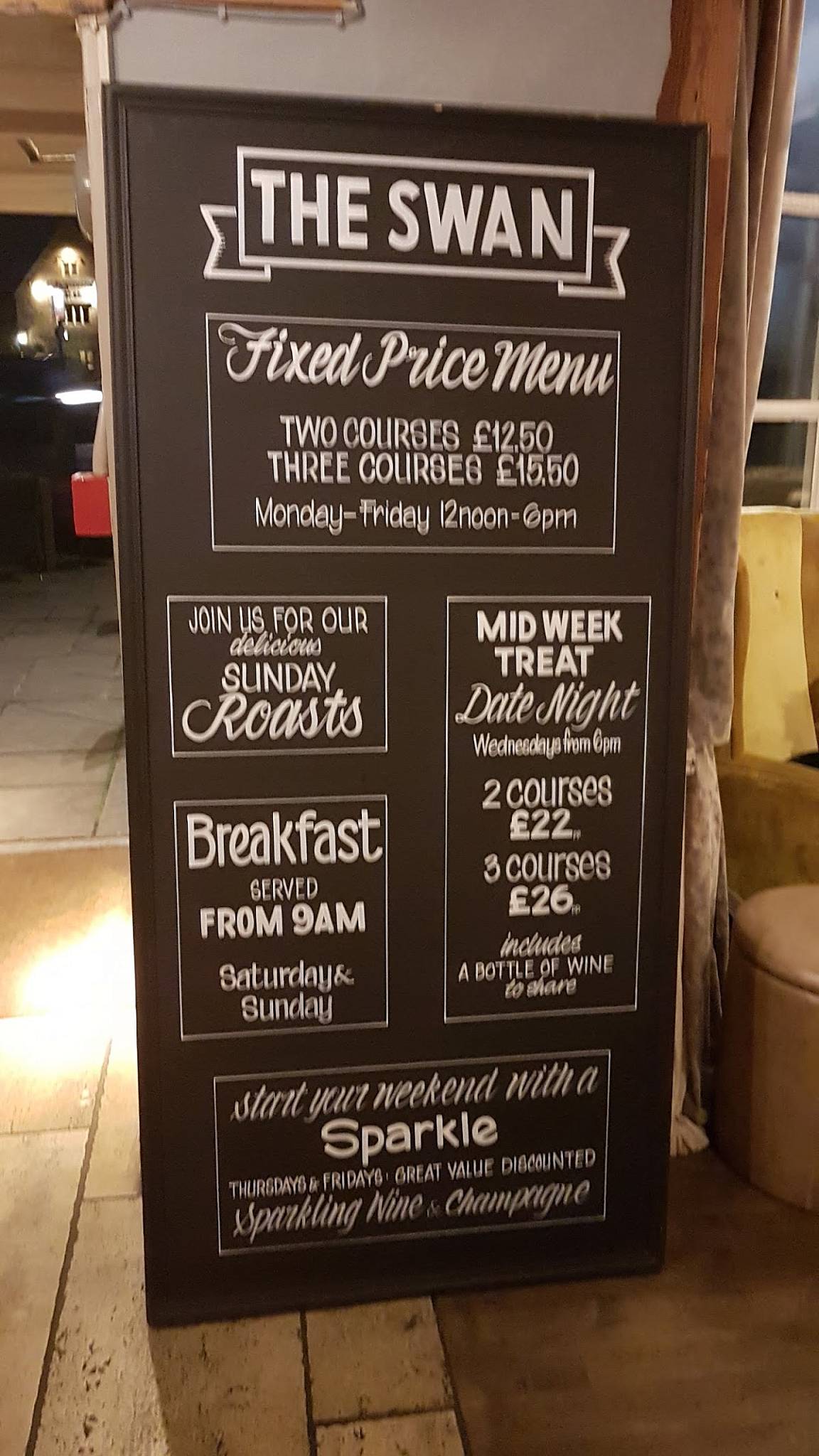 Menu at Swan Inn Broadway pub & bar, Broadway