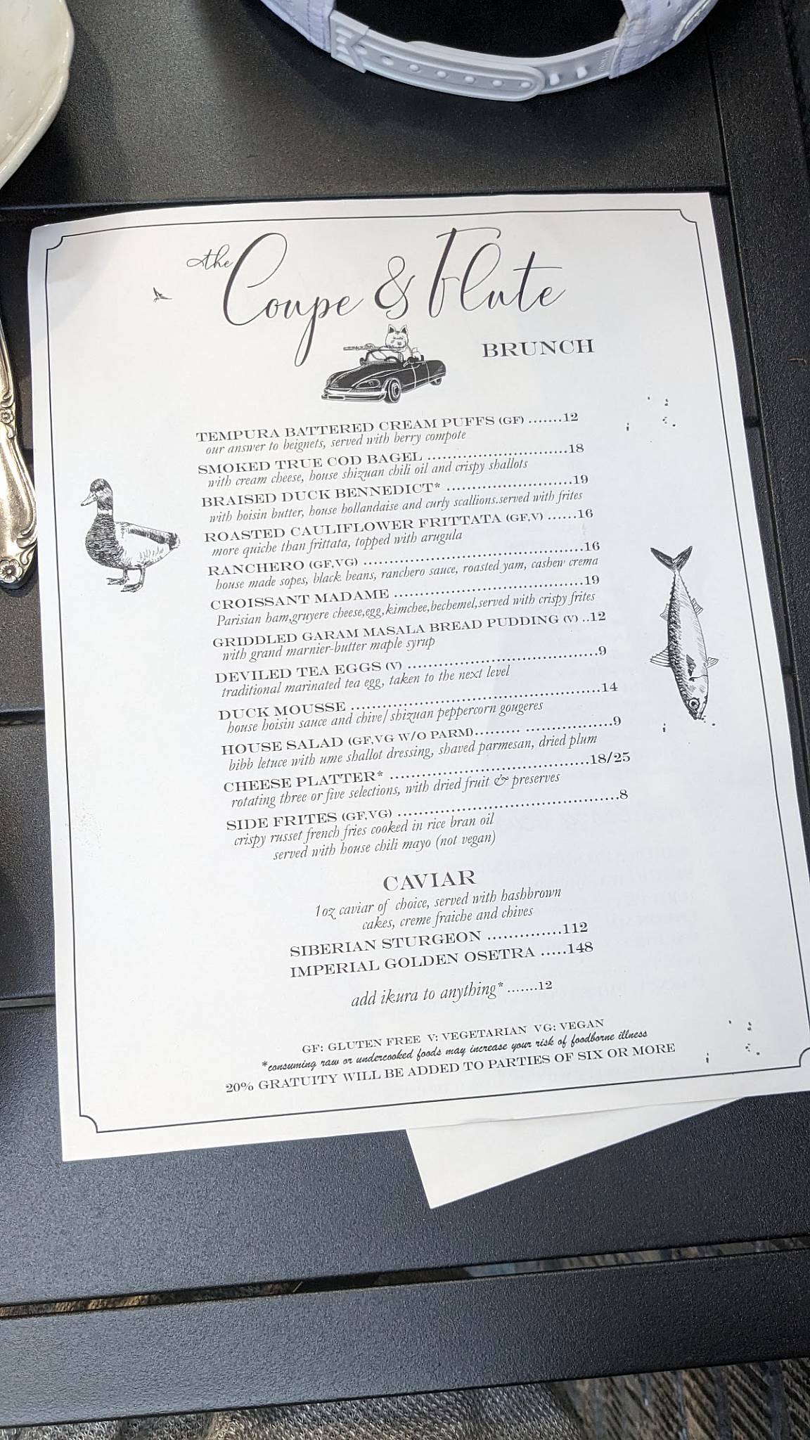 Menu at The Coupe & Flute pub & bar, Seattle