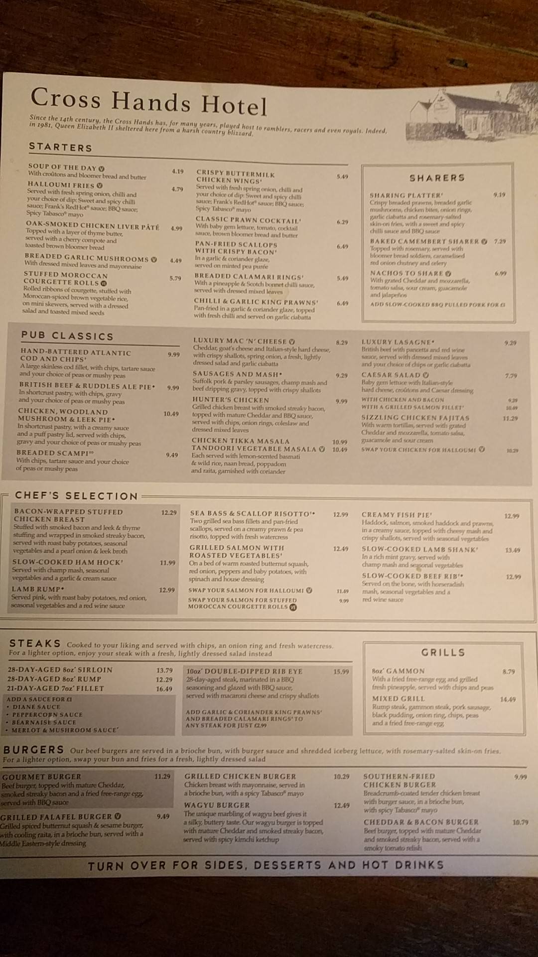 Menu at The Cross Hands pub & bar, Chipping Sodbury