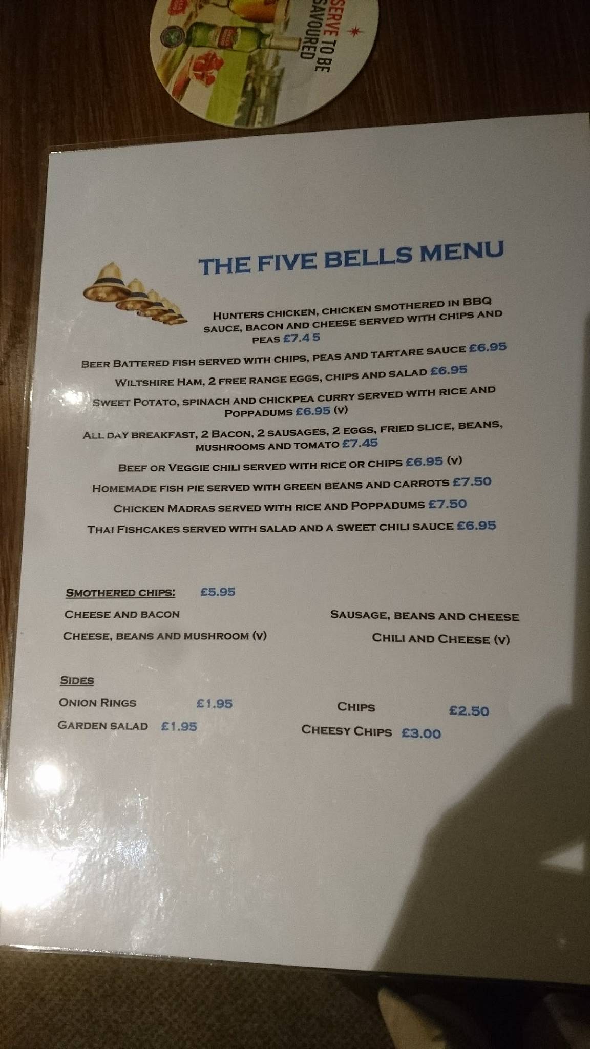 Menu at The Five Bells pub & bar, Harmondsworth, High St