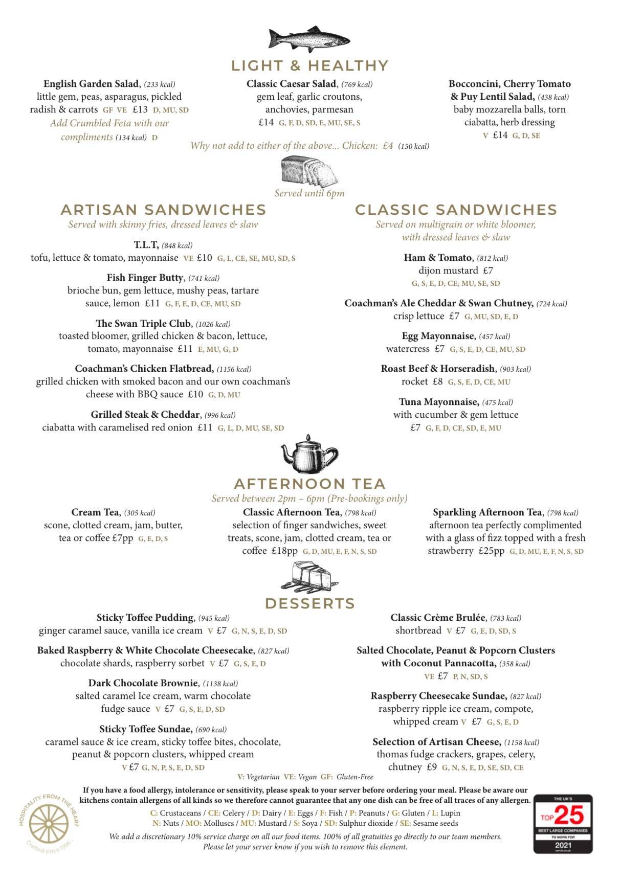 Menu at The Swan Hotel pub & bar, Stafford, 46-46a Greengate St