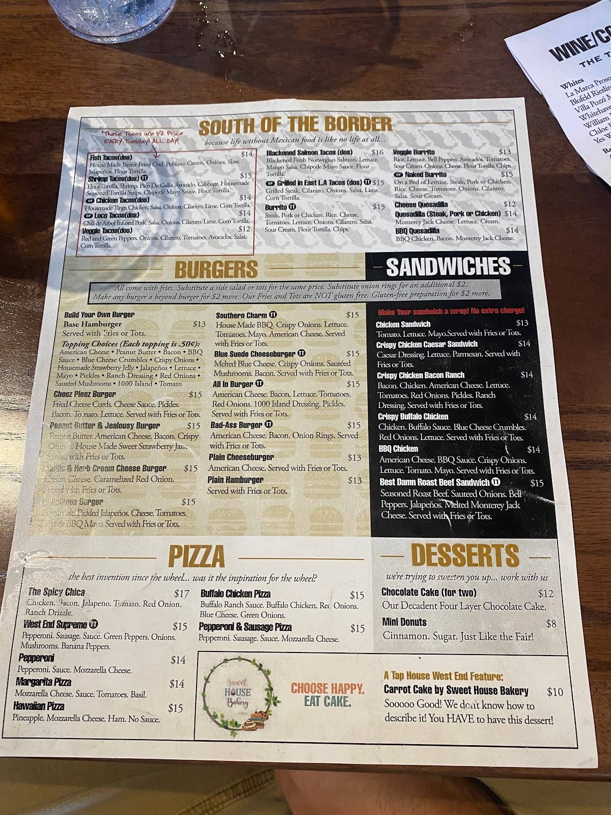 Menu at The Tap House West End pub & bar, Rochester