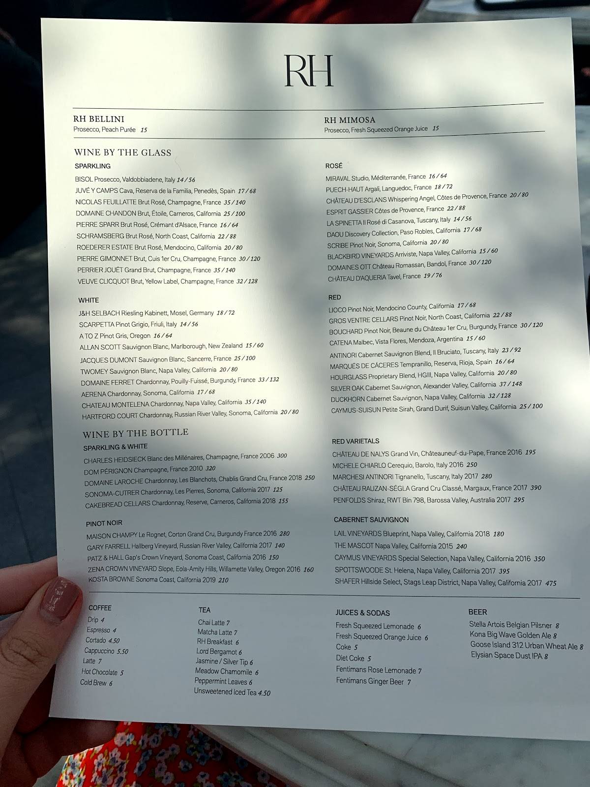 Menu at RH Rooftop Restaurant Dallas, Dallas