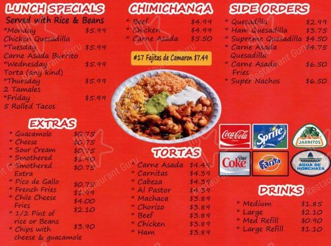 Menu at Raliberto's Mexican Food restaurant, Wheat Ridge, Wadsworth Blvd