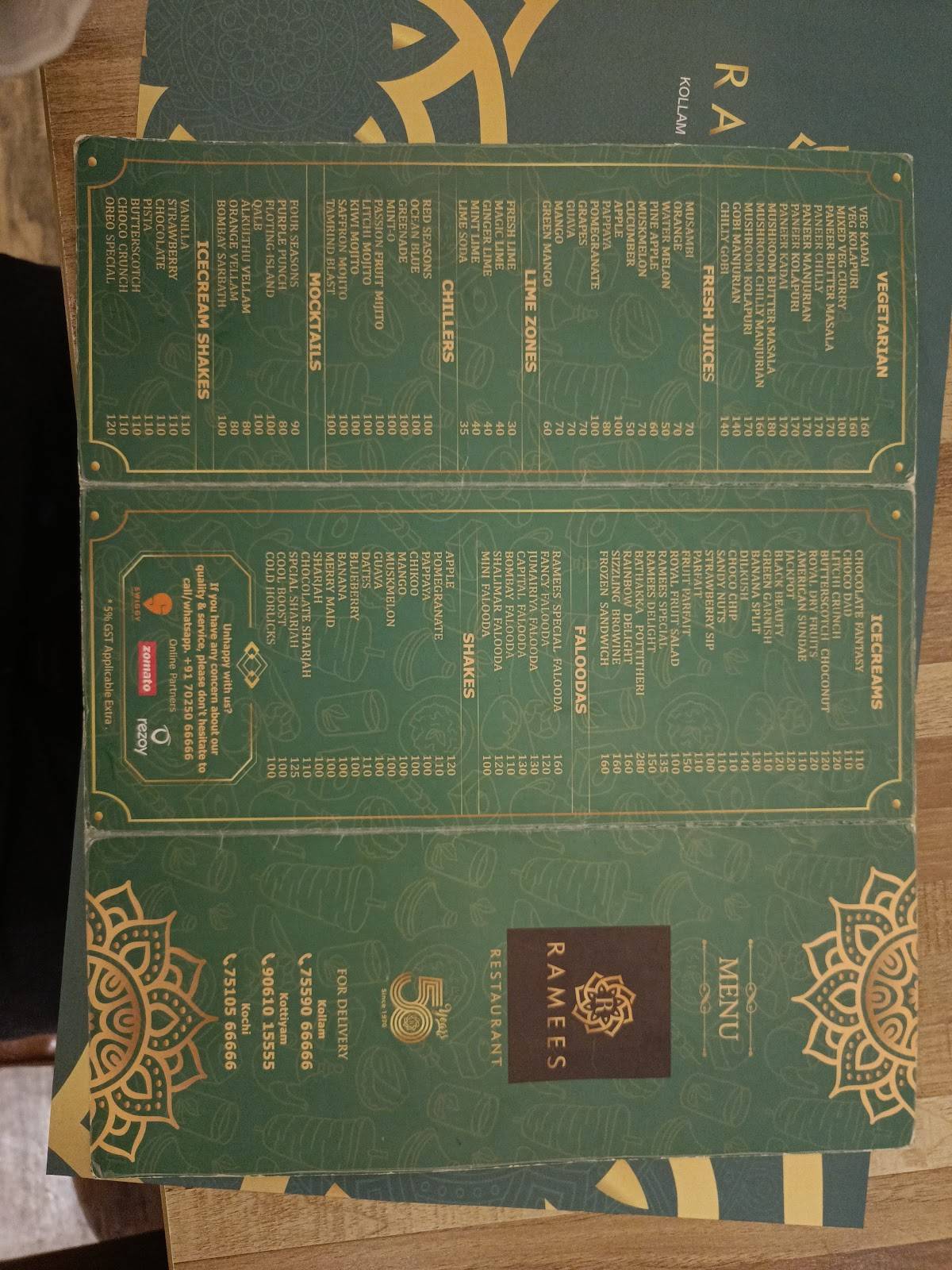 Menu at Ramees Restaurant, Kottiyam, VM8G+84C