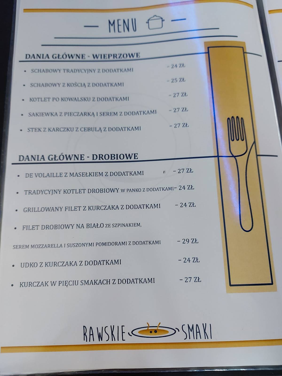 Menu at Rawskie Smaki restaurant, Rawa Mazowiecka
