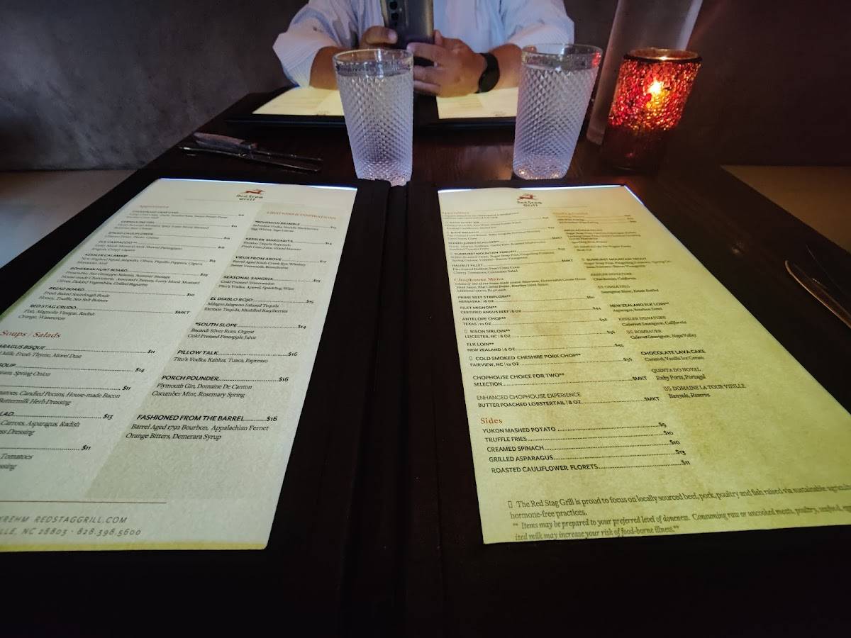 Menu at Red Stag Grill restaurant, Asheville
