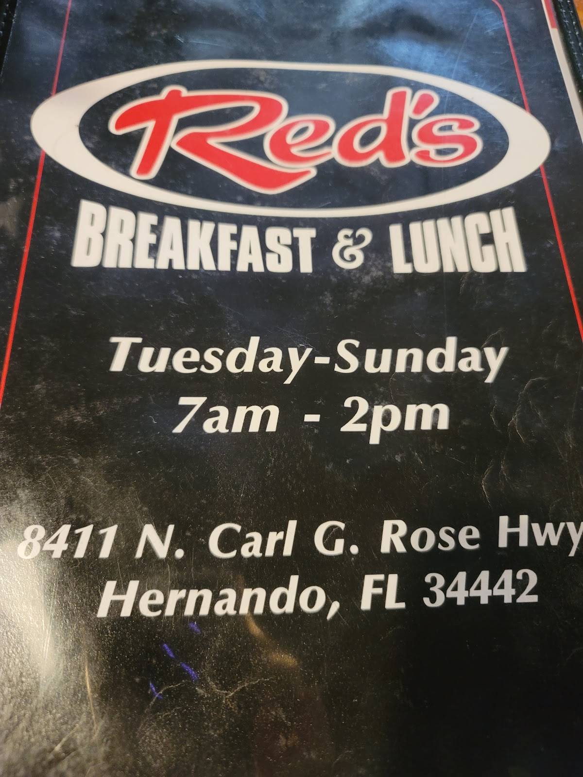 Menu at Red's Restaurant, Hernando