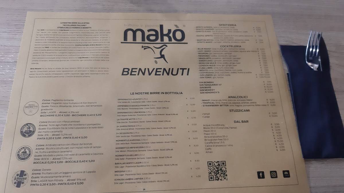 Menu da Makò A tavola con gusto pizzeria, Reggio Emilia