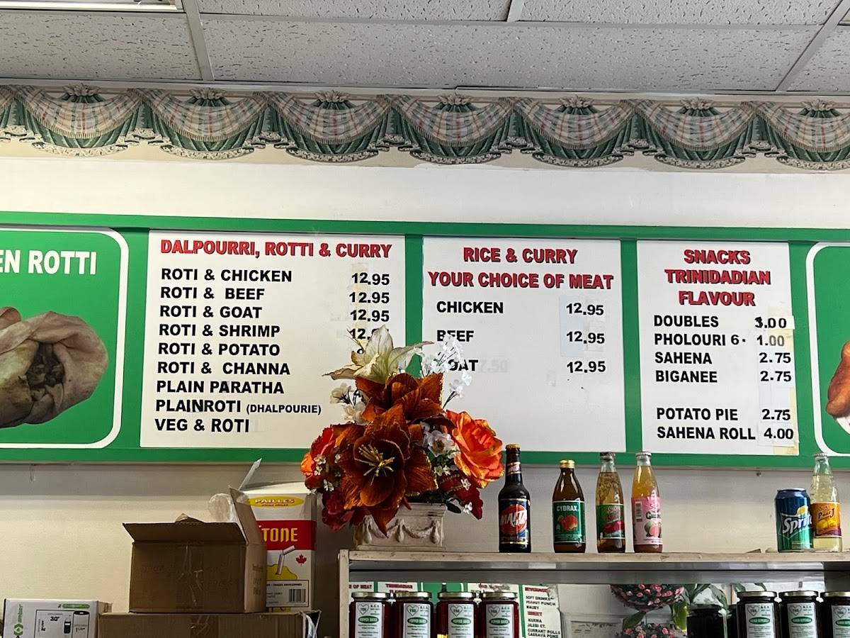 Menu at ACR Hot Roti & Doubles restaurant, Toronto