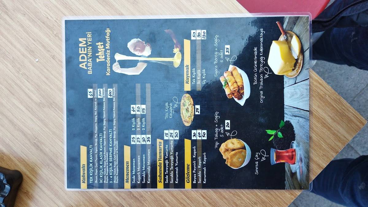 Menu at Adem Baba'nın Yeri, Istanbul
