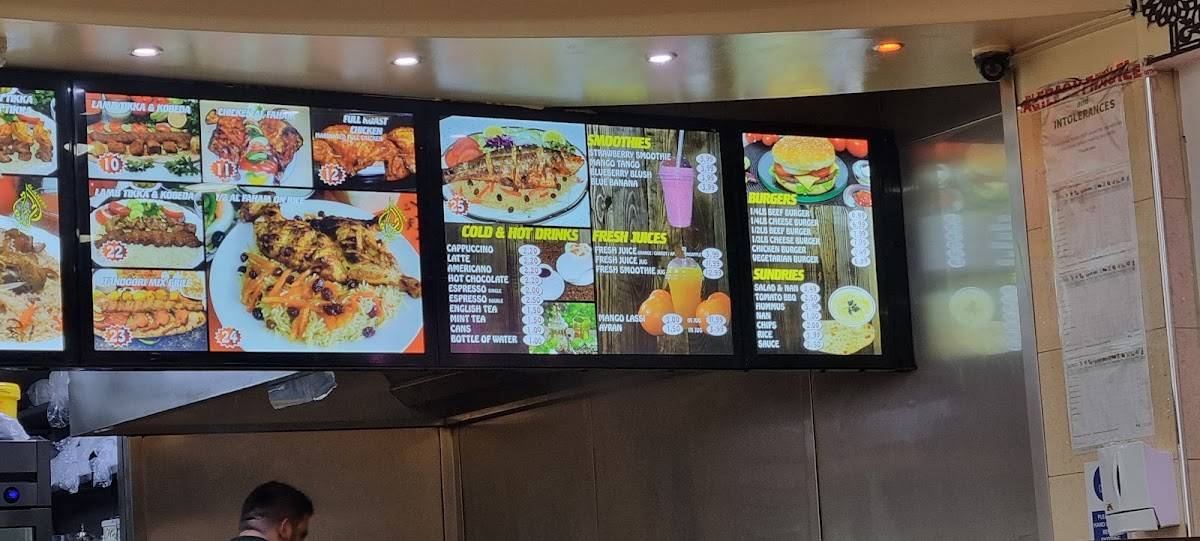 Menu at Al Jazeera Restaurant, Manchester