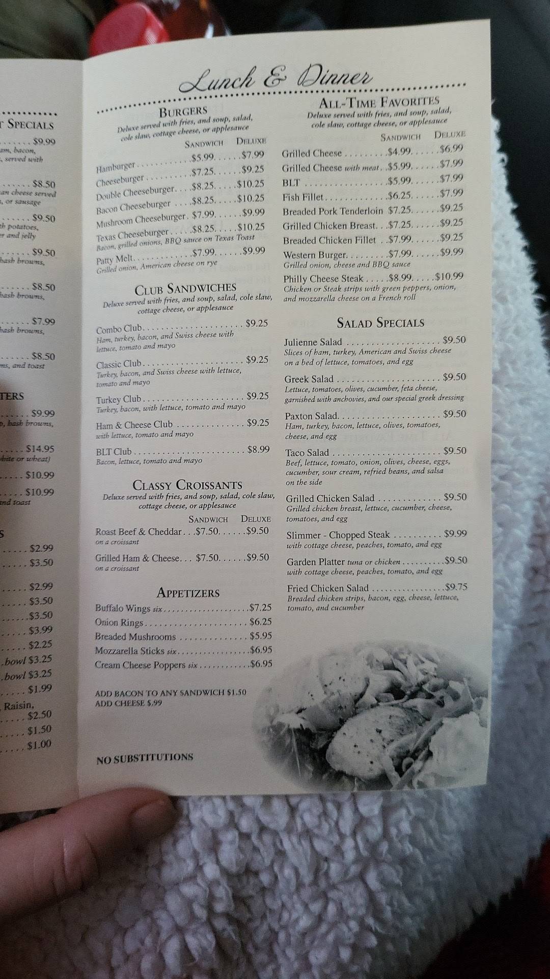 Menu at Arcade Cafe, Paxton