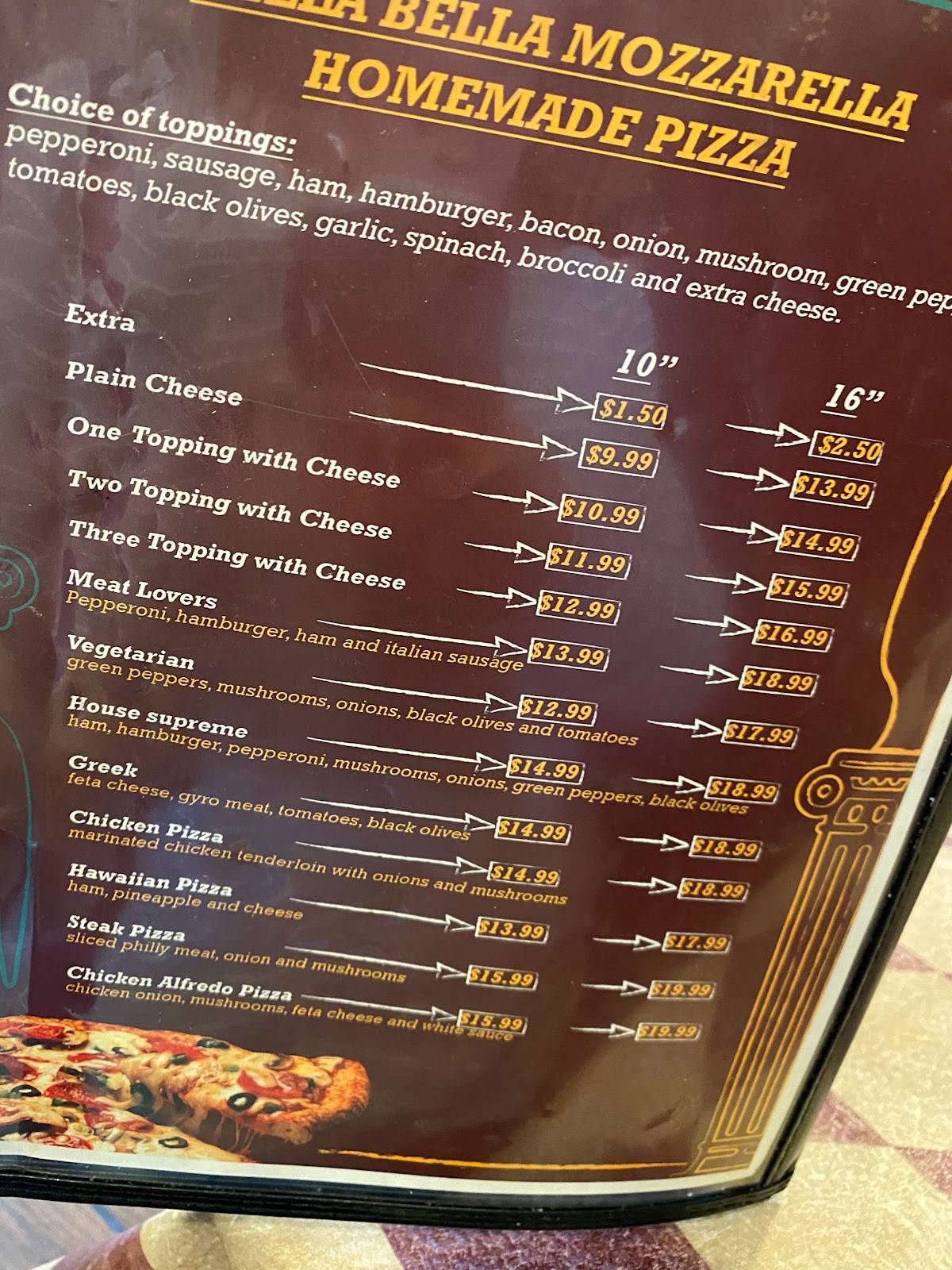 Menu at Bella Bella Mozzarella restaurant, Lavonia