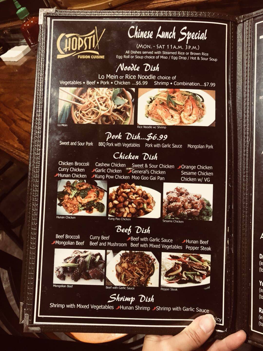 Menu at CHOPSTIX restaurant, Kingsville