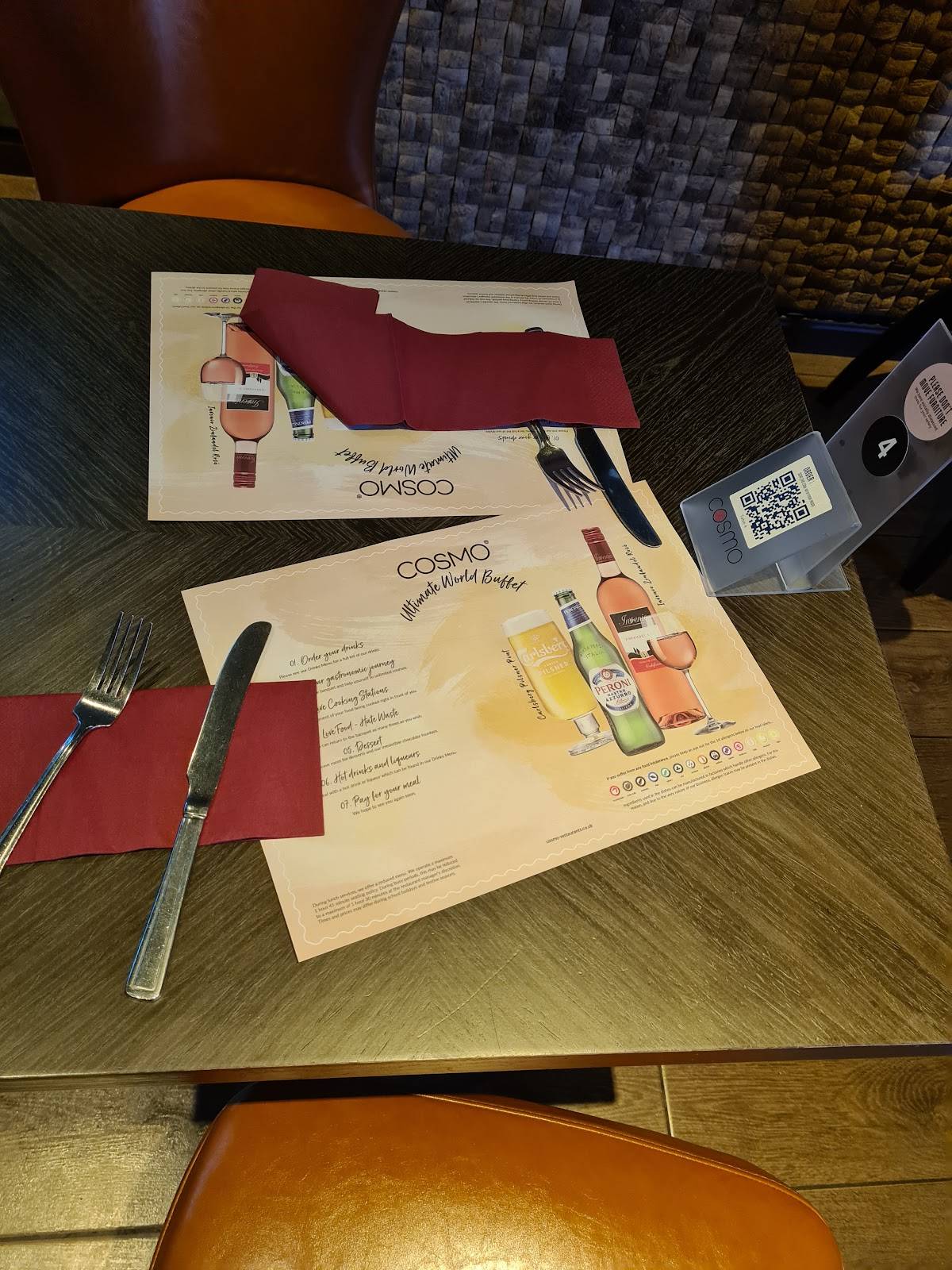 Menu at COSMO restaurant, Reading