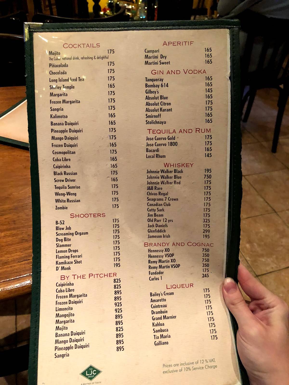 Menu at Cafe Adriatico, Manila, M. Adriatico St