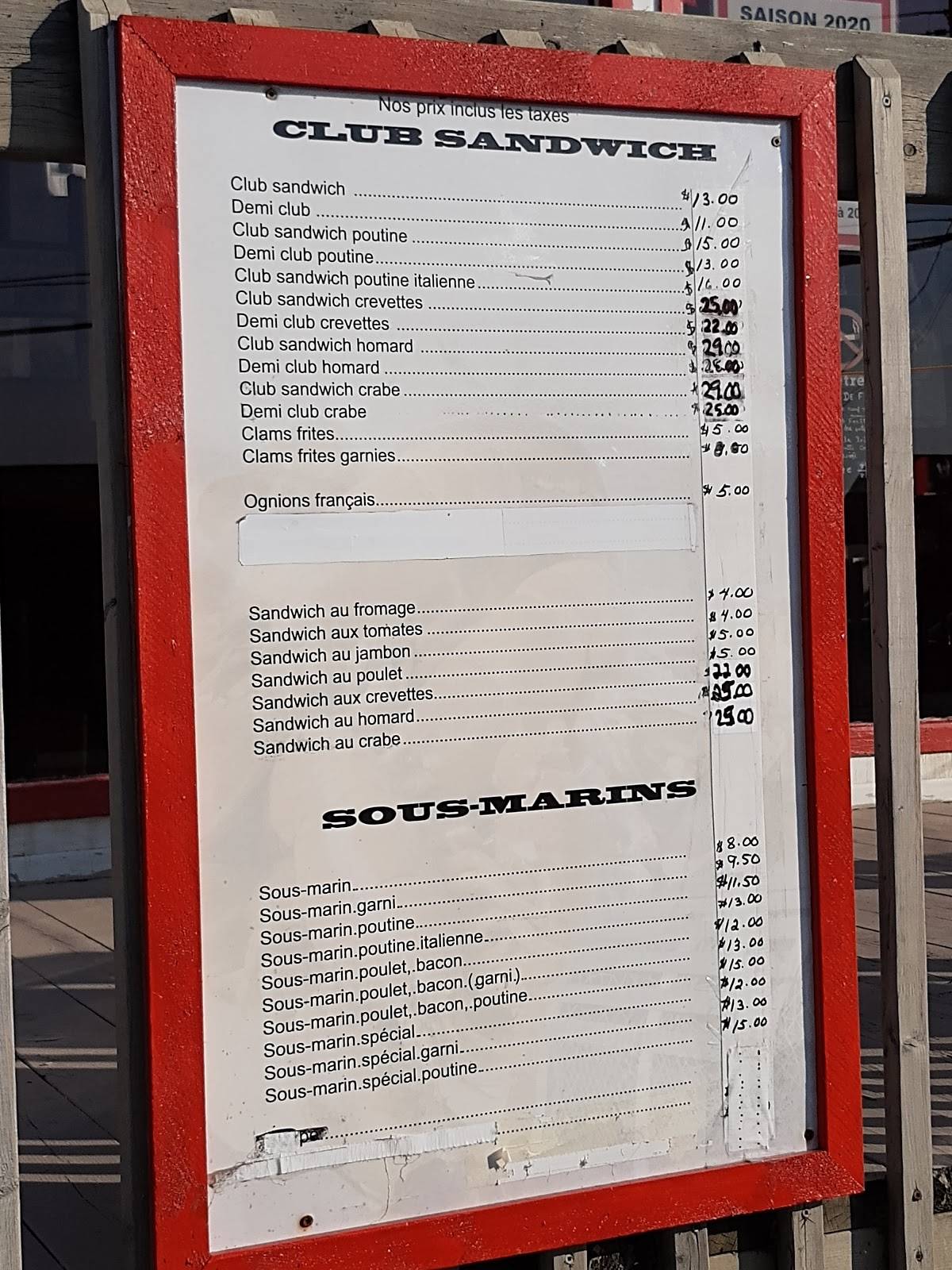 Menu au Cantine Ste-Flavie restaurant, Mont-Joli