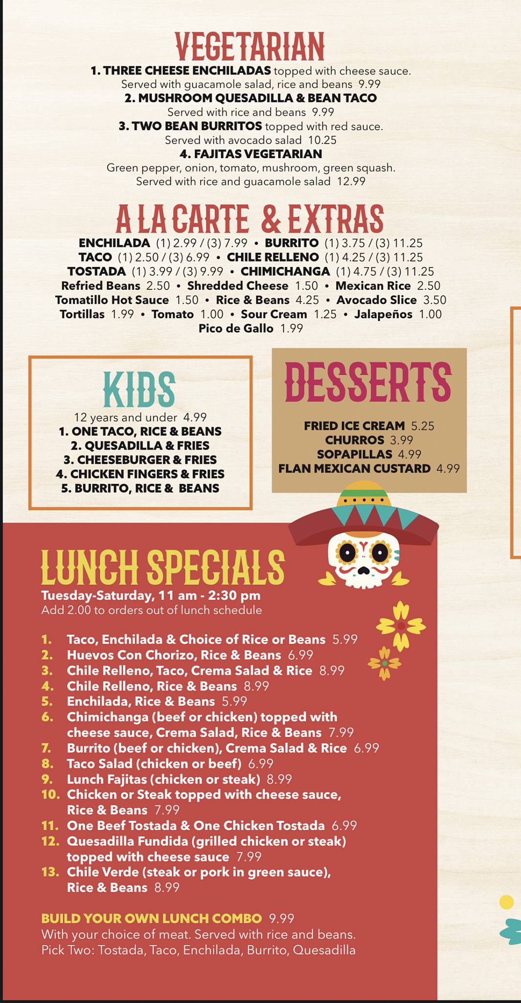Menu at Catrinas Mexican cuisine restaurant, Holdrege