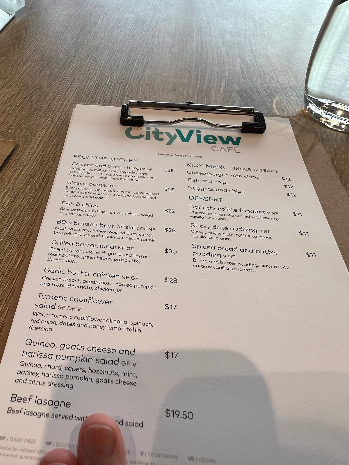 Menu at City View Cafe, Burswood, Optus Stadium