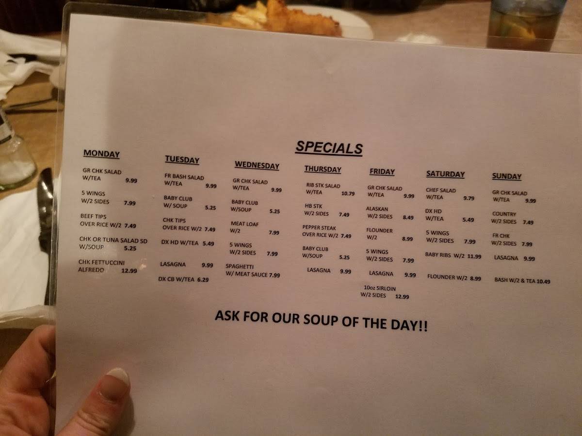 Menu at Clock of Gaffney restaurant, Gaffney