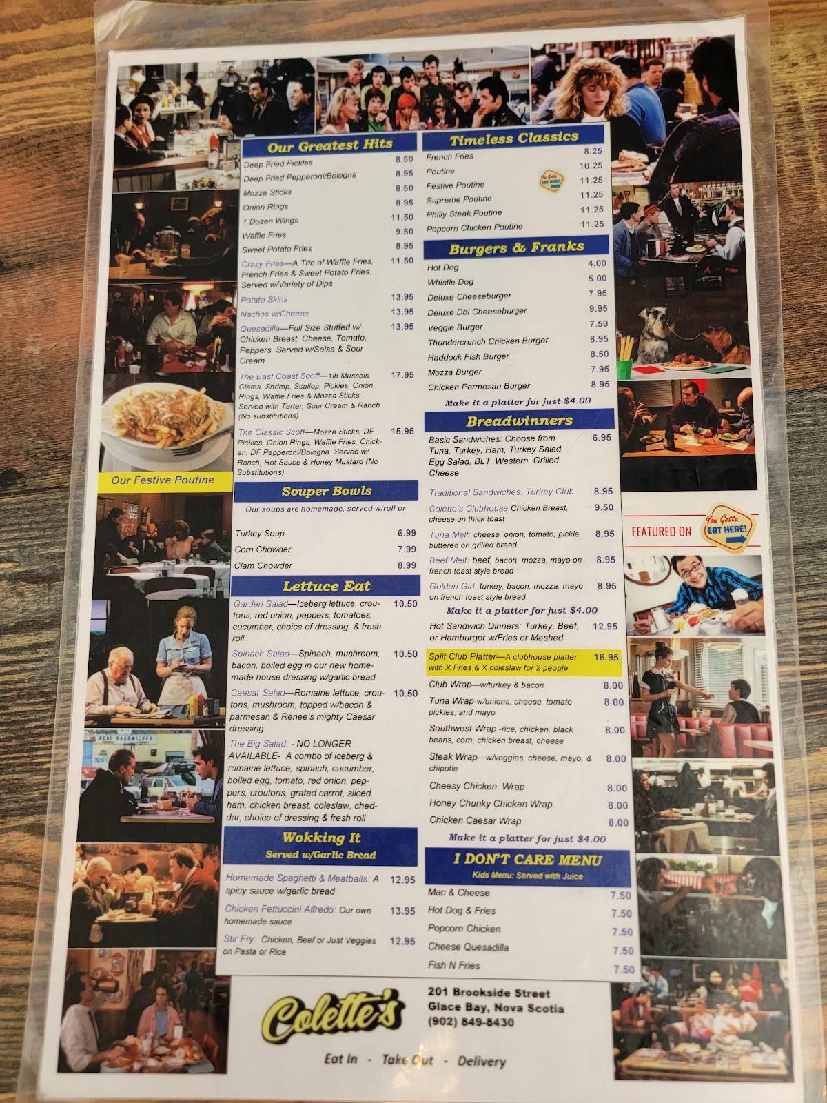 Menu at Colette's Family Restaurant Ltd, Glace Bay