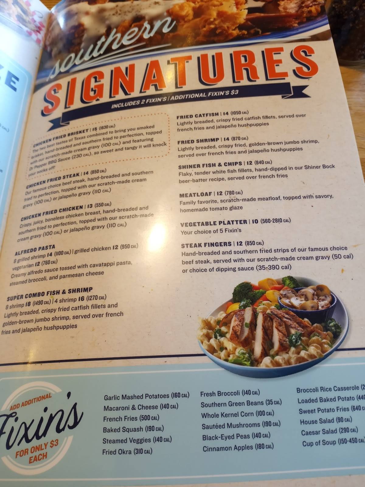Menu at Cotton Patch Cafe, Lubbock