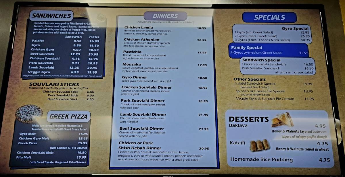 Menu at Cusmos Greek American Restaurant, Lindenhurst