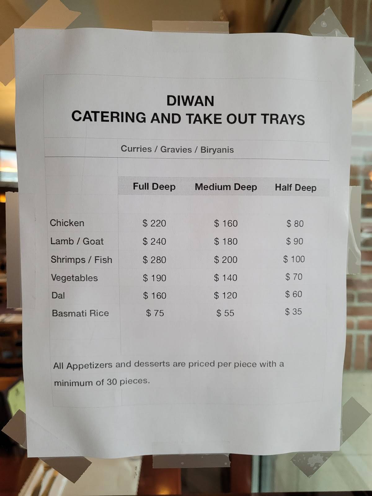 Menu at Diwan Indian Restaurant and Bar, Hicksville