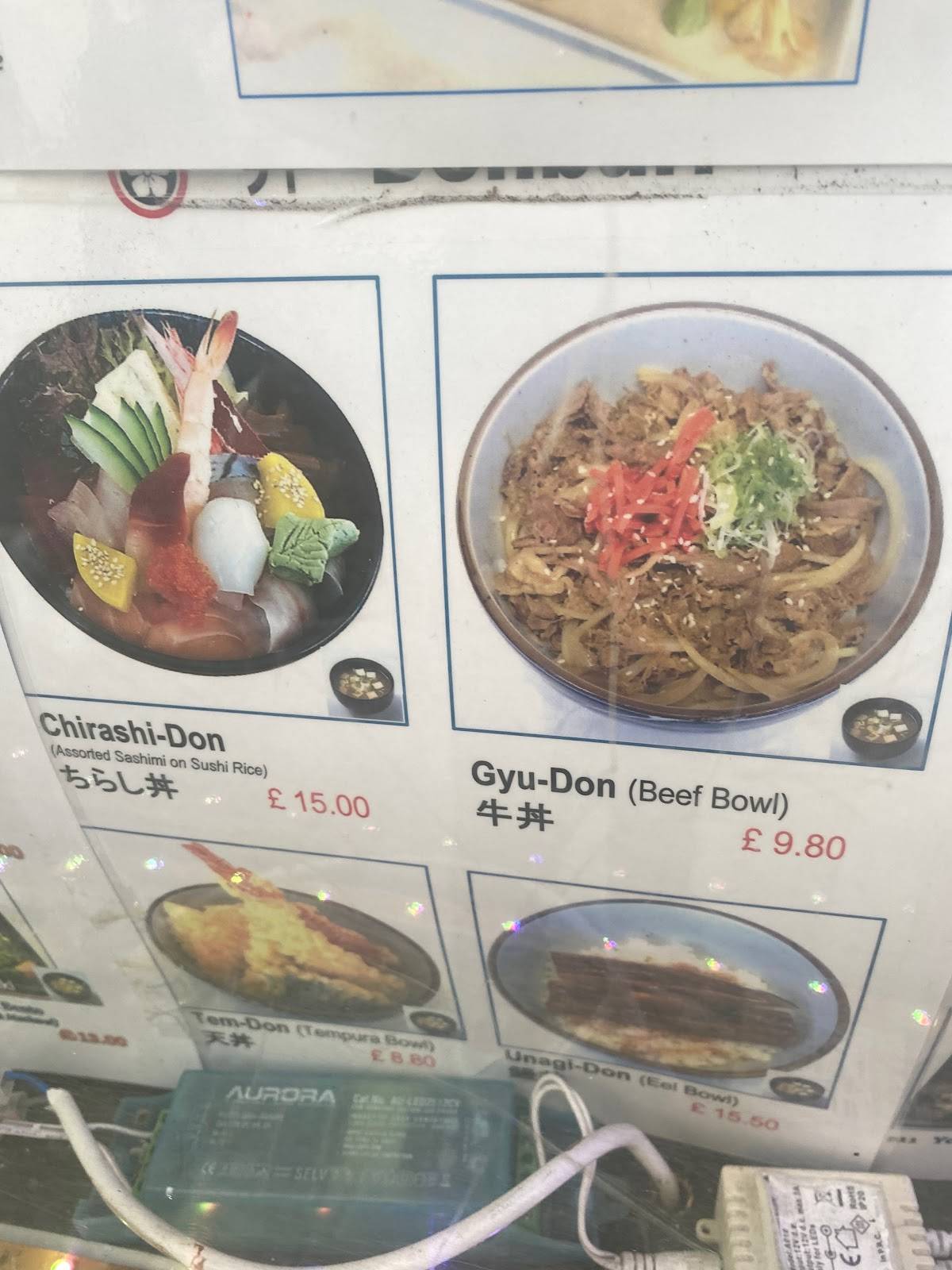 Menu at Eat Tokyo restaurant, London, 50 Red Lion St