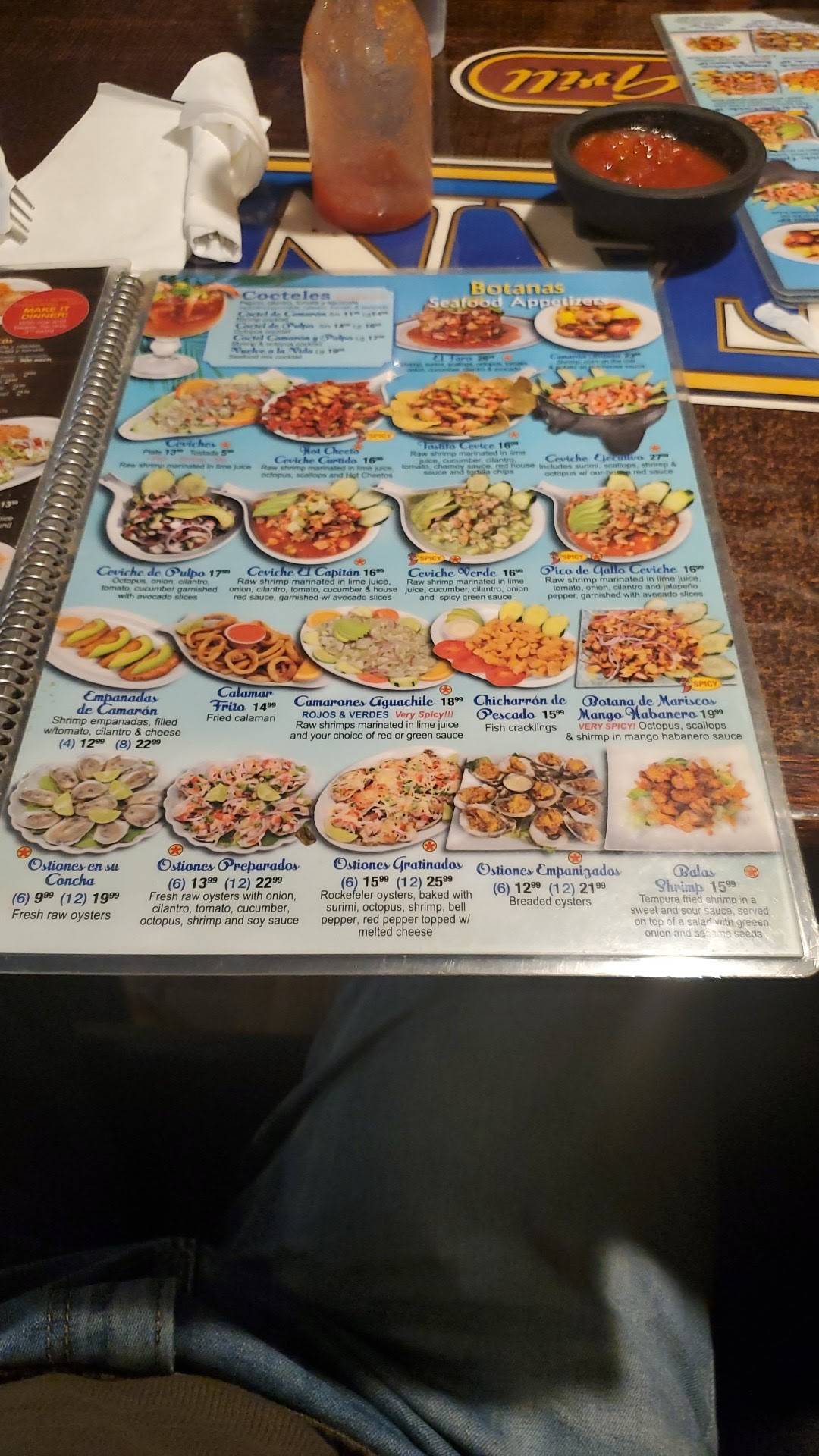 Menu at El Capitan restaurant, Hobart
