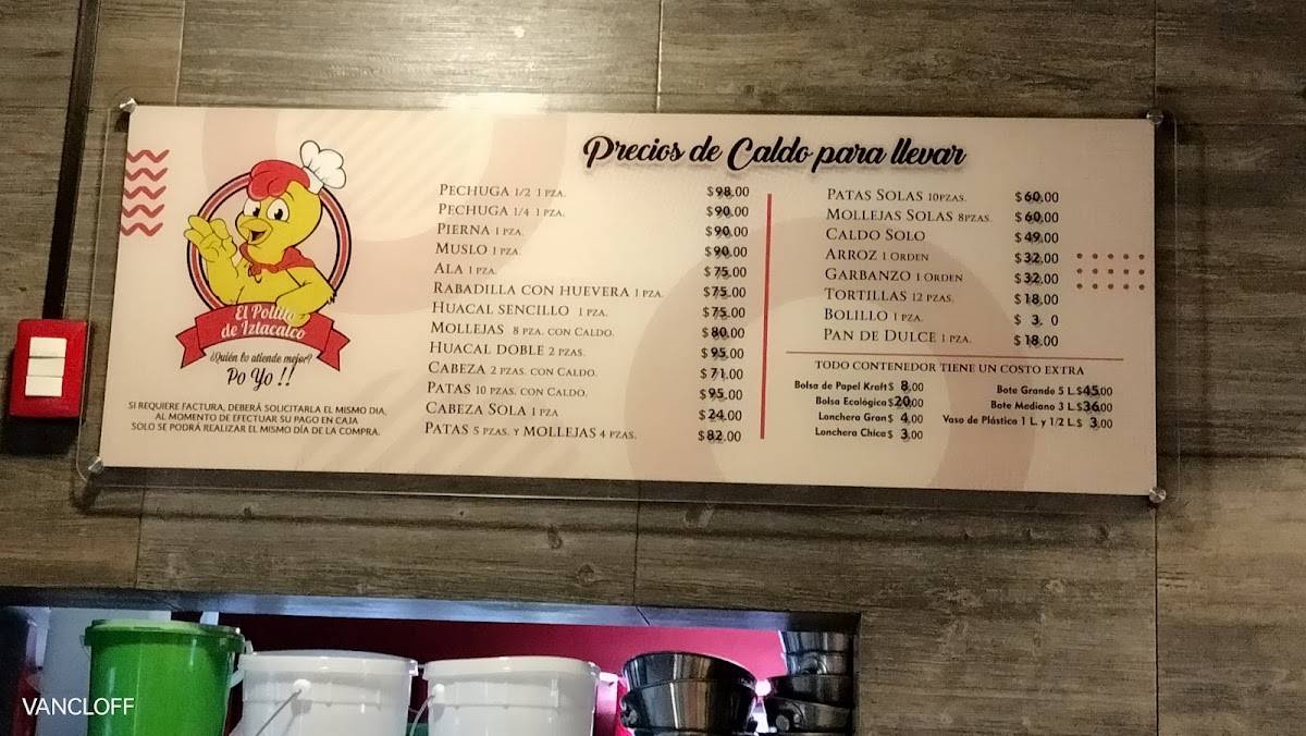 Carta del restaurante El Pollito del Iztacalco, Ciudad del México ...
