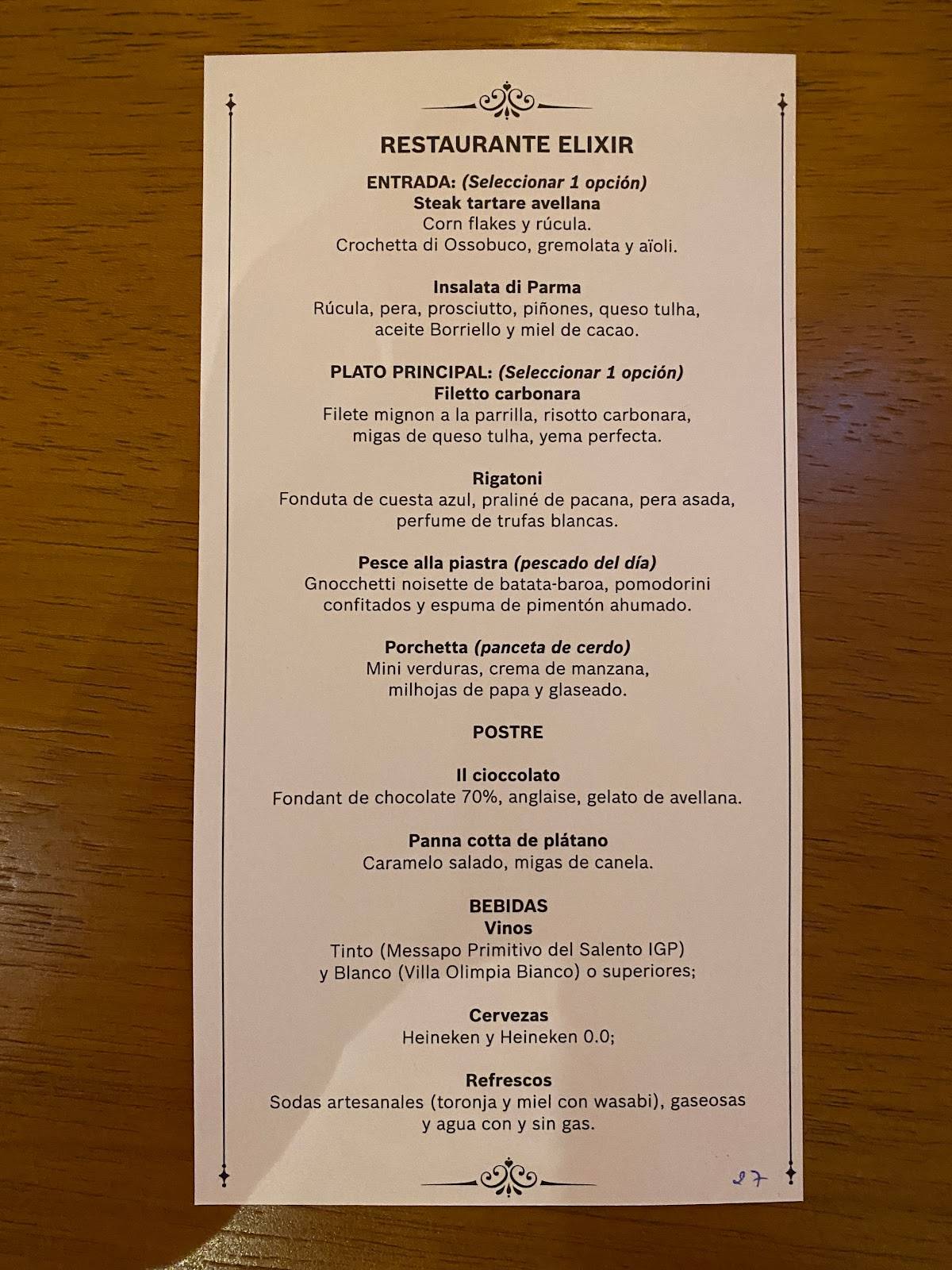 Menu em Elixir Restaurant & Lounge Bar, Campinas