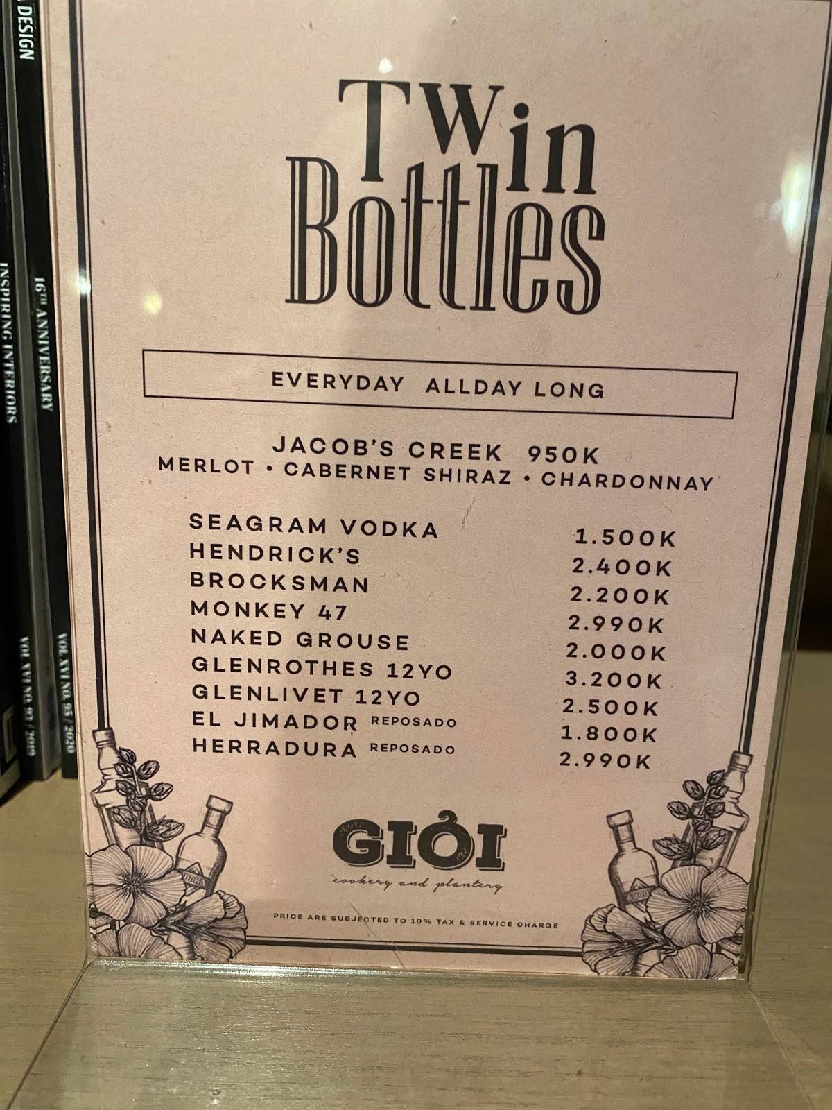 Menu at GIOI Menteng restaurant, Central Jakarta, Jl. Dr. Kusuma Atmaja ...