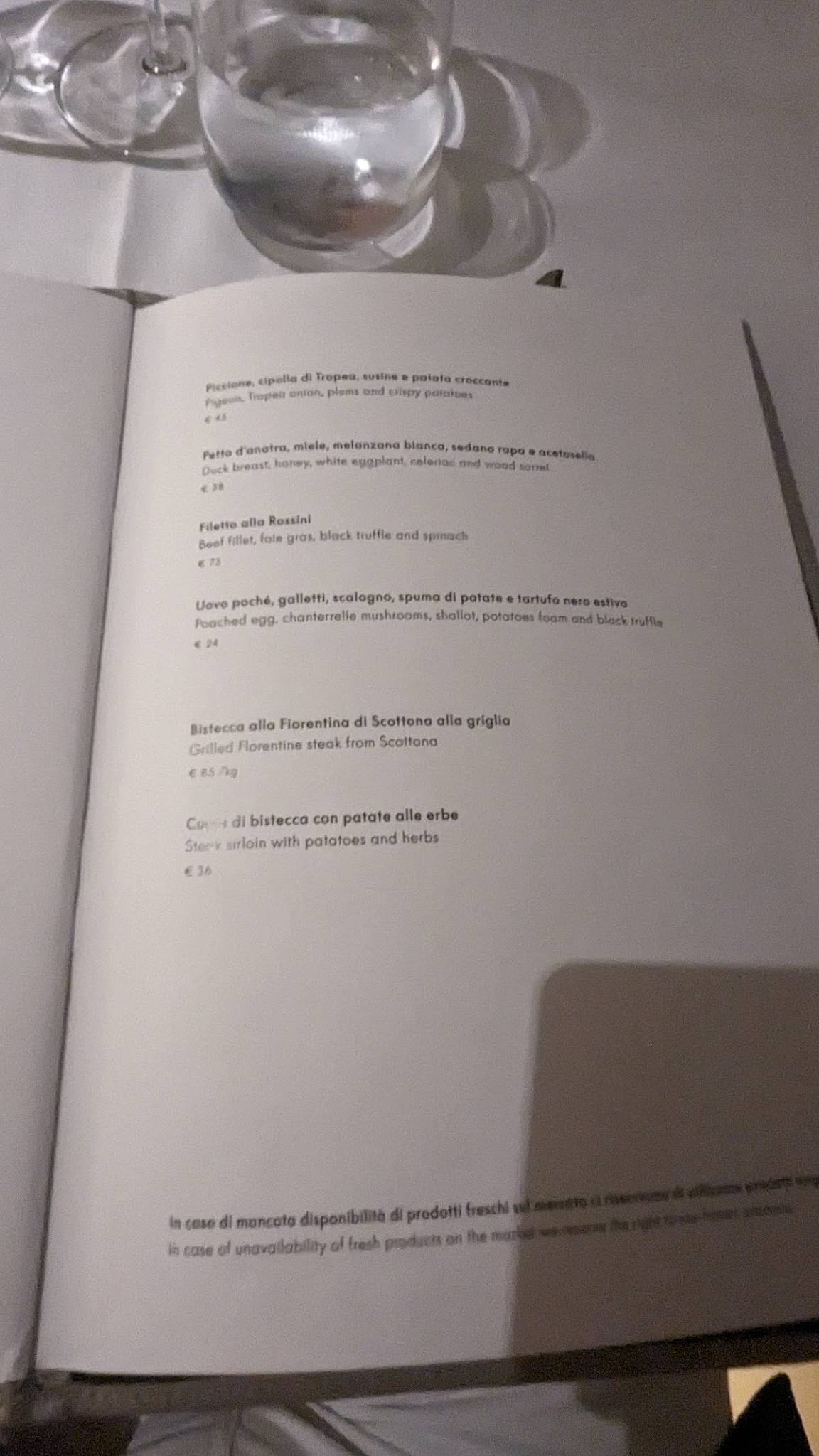 Menu at Golden View Firenze restaurant, Florence