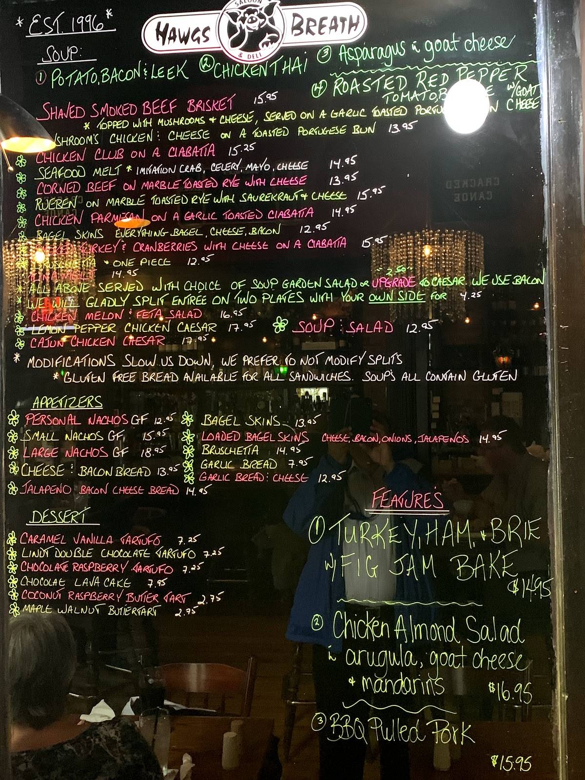 Menu at Hawgs Breath Saloon restaurant, Kincardine