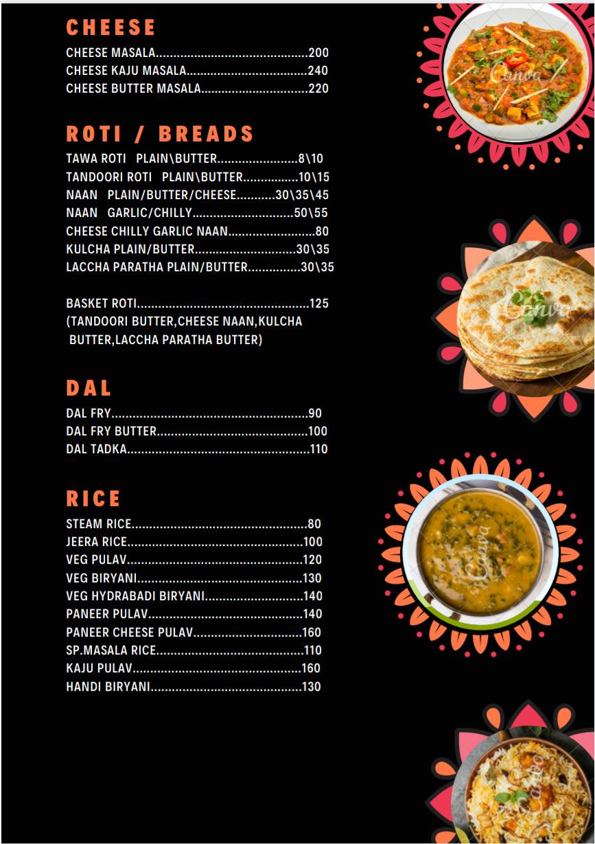Menu at Hiya's kitchen (Punjabi & chinese restaurant), Vadodara