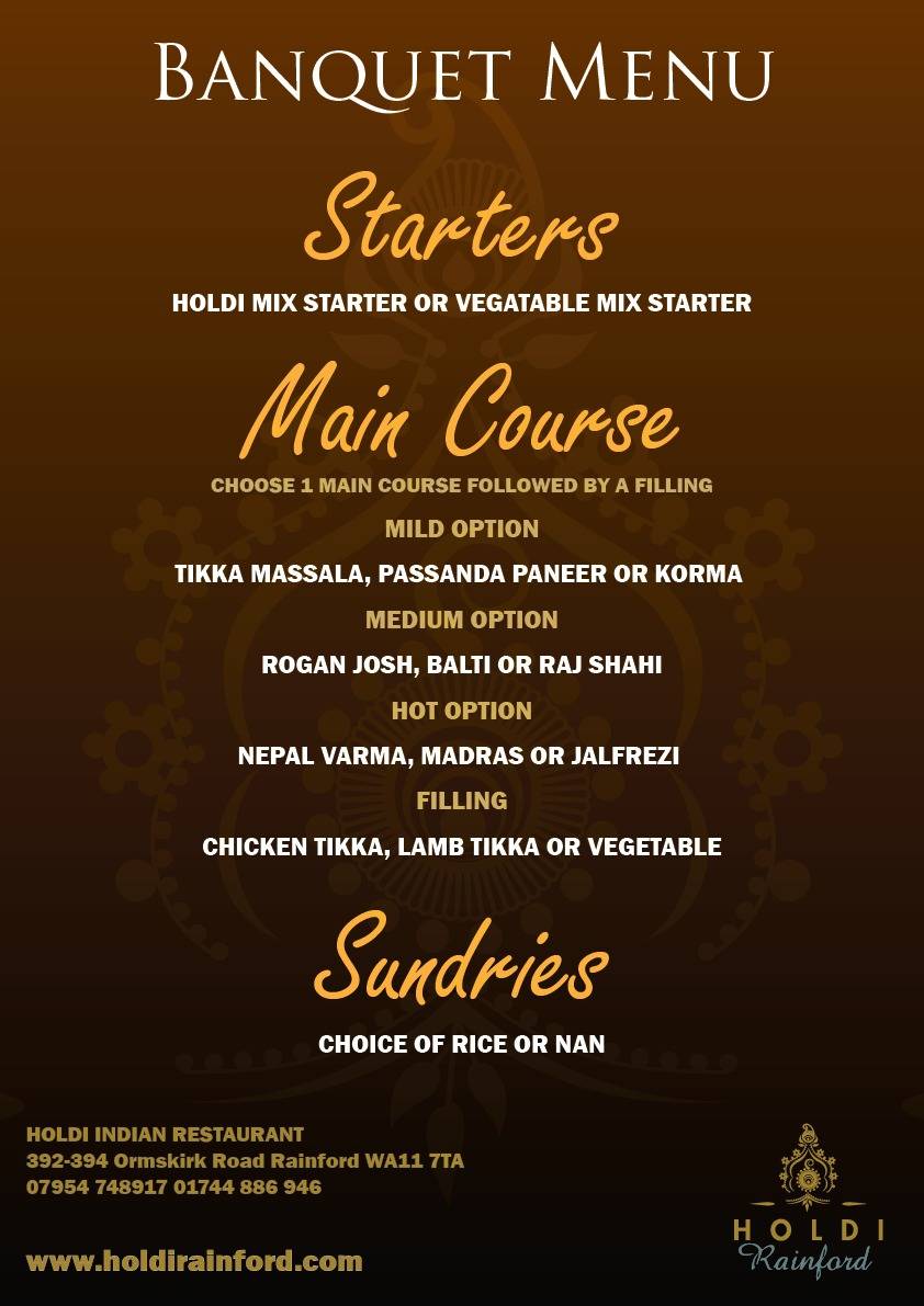 Menu at Holdi Rainford Indian Restaurant, St Helens