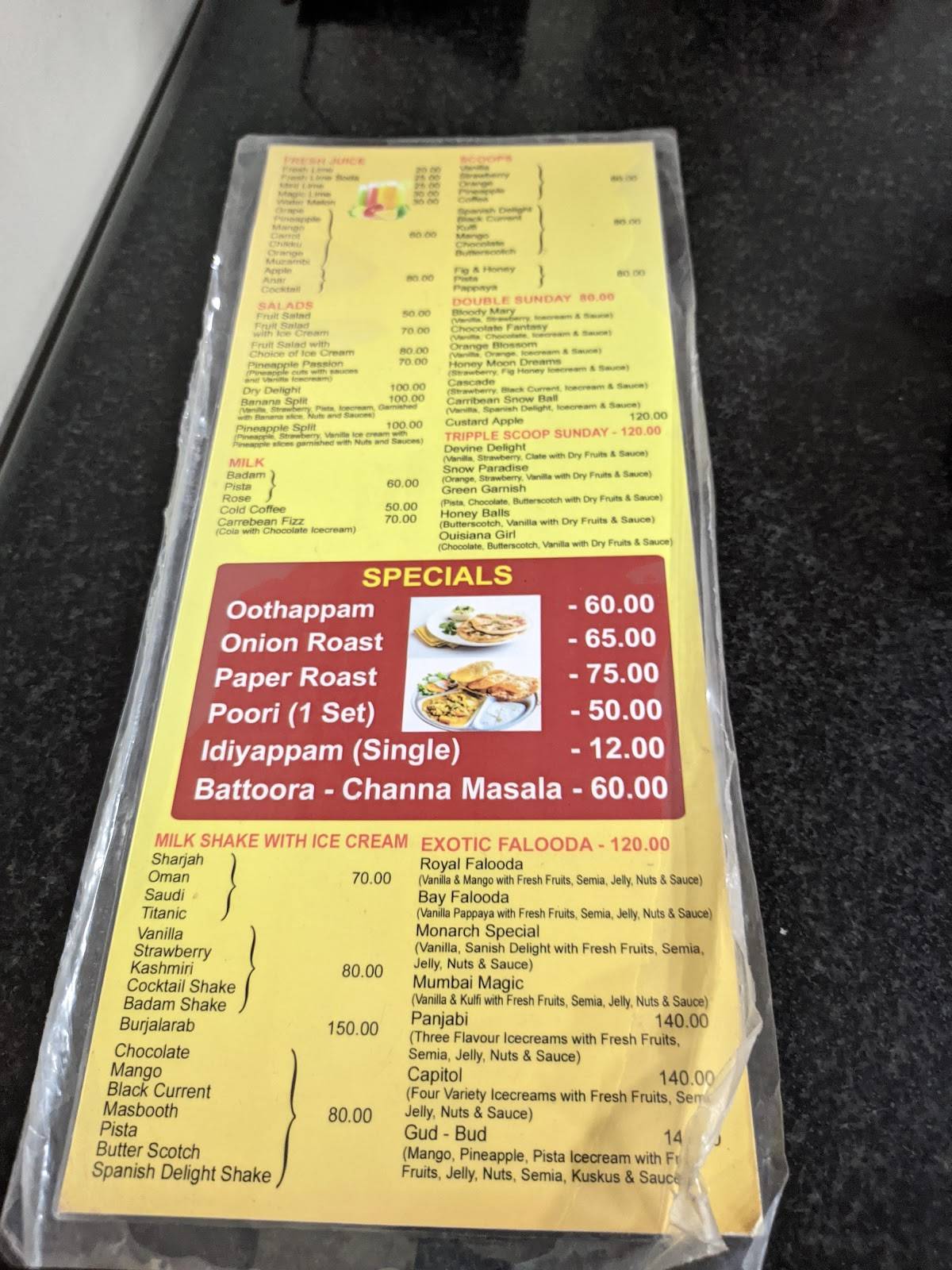Menu at Hotel Ananda Bhavan, Angamaly
