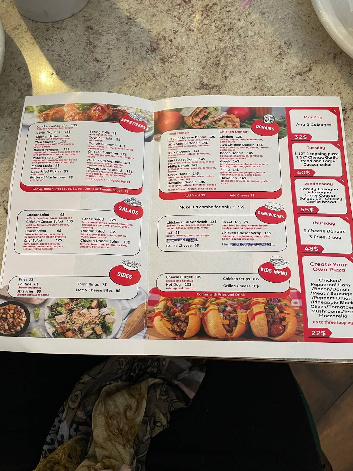Menu at JD's Restaurant, Sexsmith
